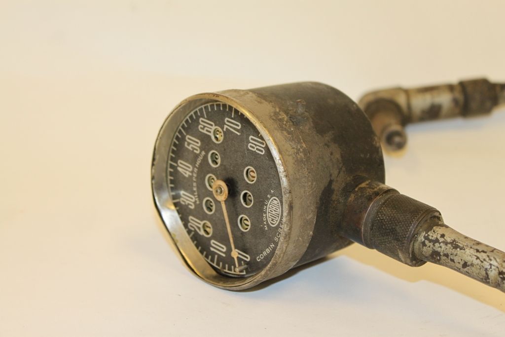 Bonhams Cars : A Corbin 80mph speedometer with drive cable