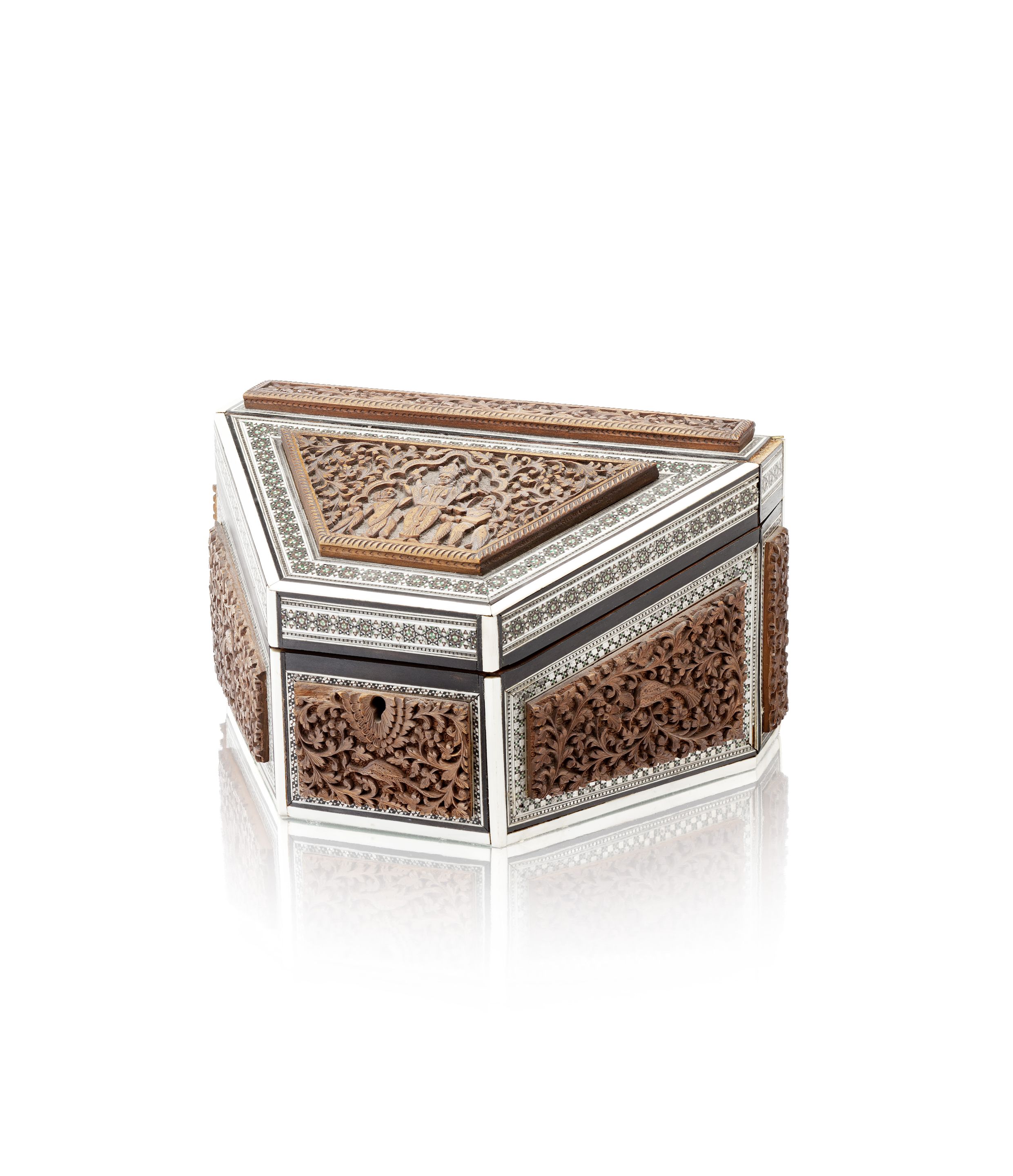 Bonhams : An Anglo Indian Sadeli and carved wood stationary boxProbably ...