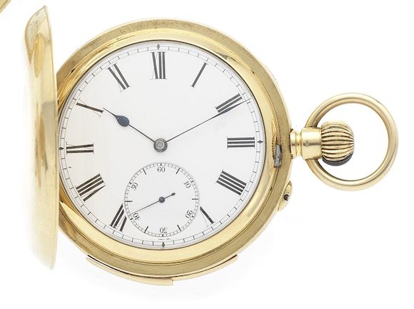 Bonhams : Swiss. A fine and rare 18ct gold keyless lever full hunter ...