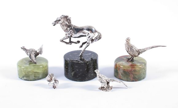 Bonhams : A silver running horse paperweight London, 1977, (5)