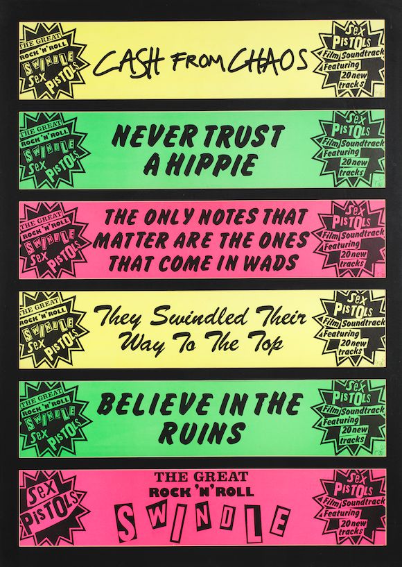 Bonhams : Jamie Reid: a set of promo streamers for the Sex Pistols ...