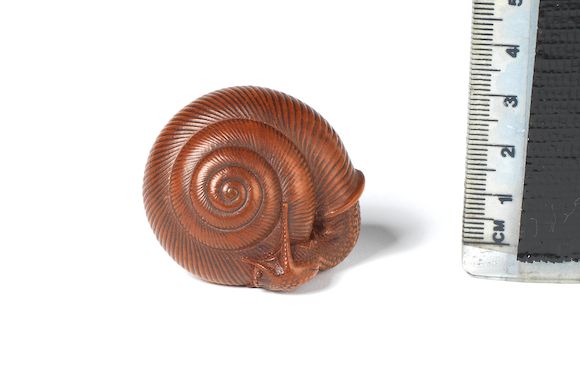 Bonhams : A fine wood netsuke of a snail By Naito Toyomasa (1773-1856 ...