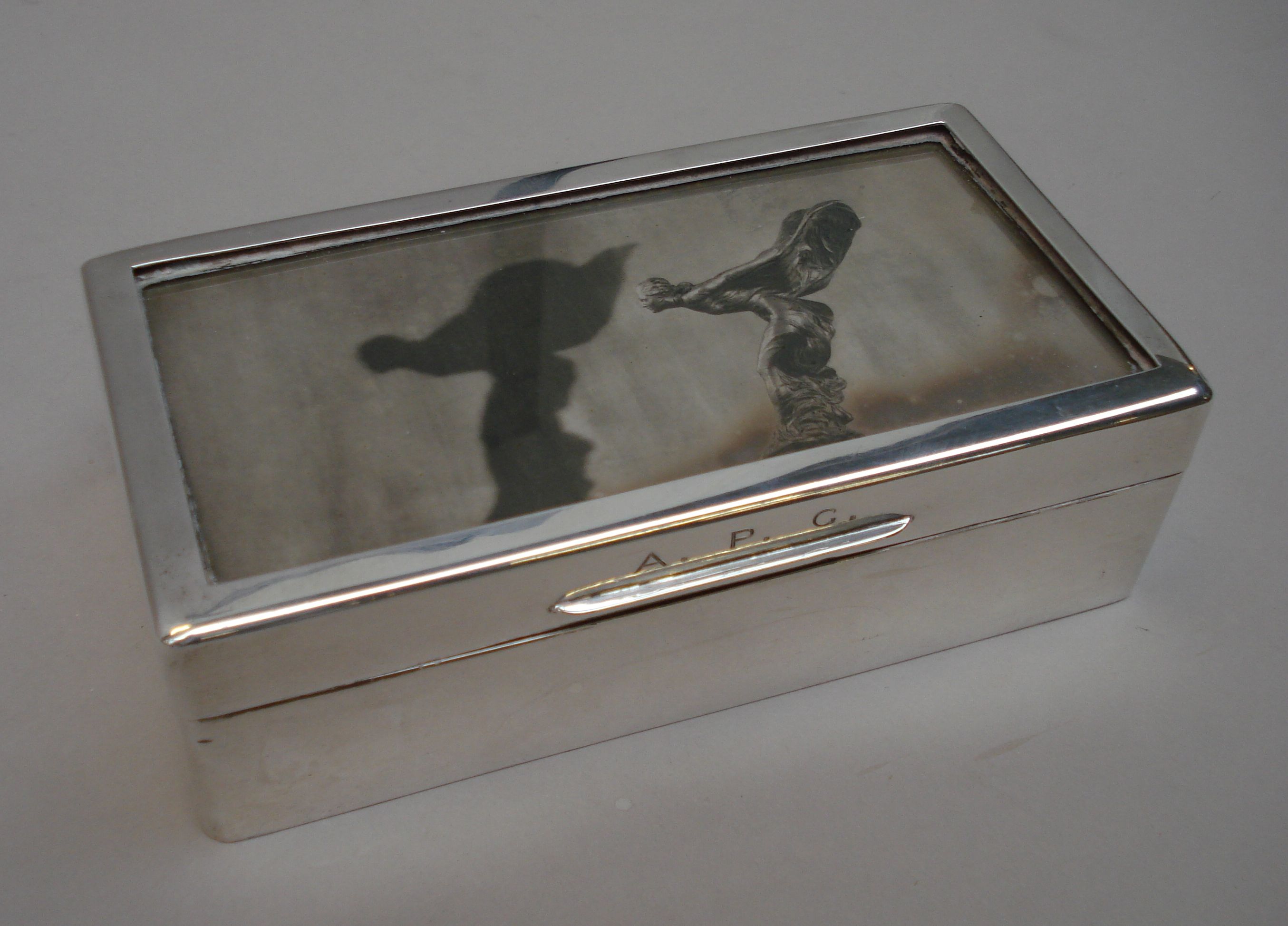Bonhams Cars : A 1928 Sterling silver Rolls-Royce cigarette box with ...