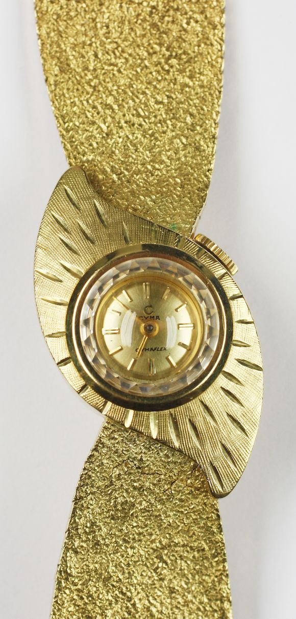 Bonhams : Cyma A lady's 18ct yellow gold cocktail watch