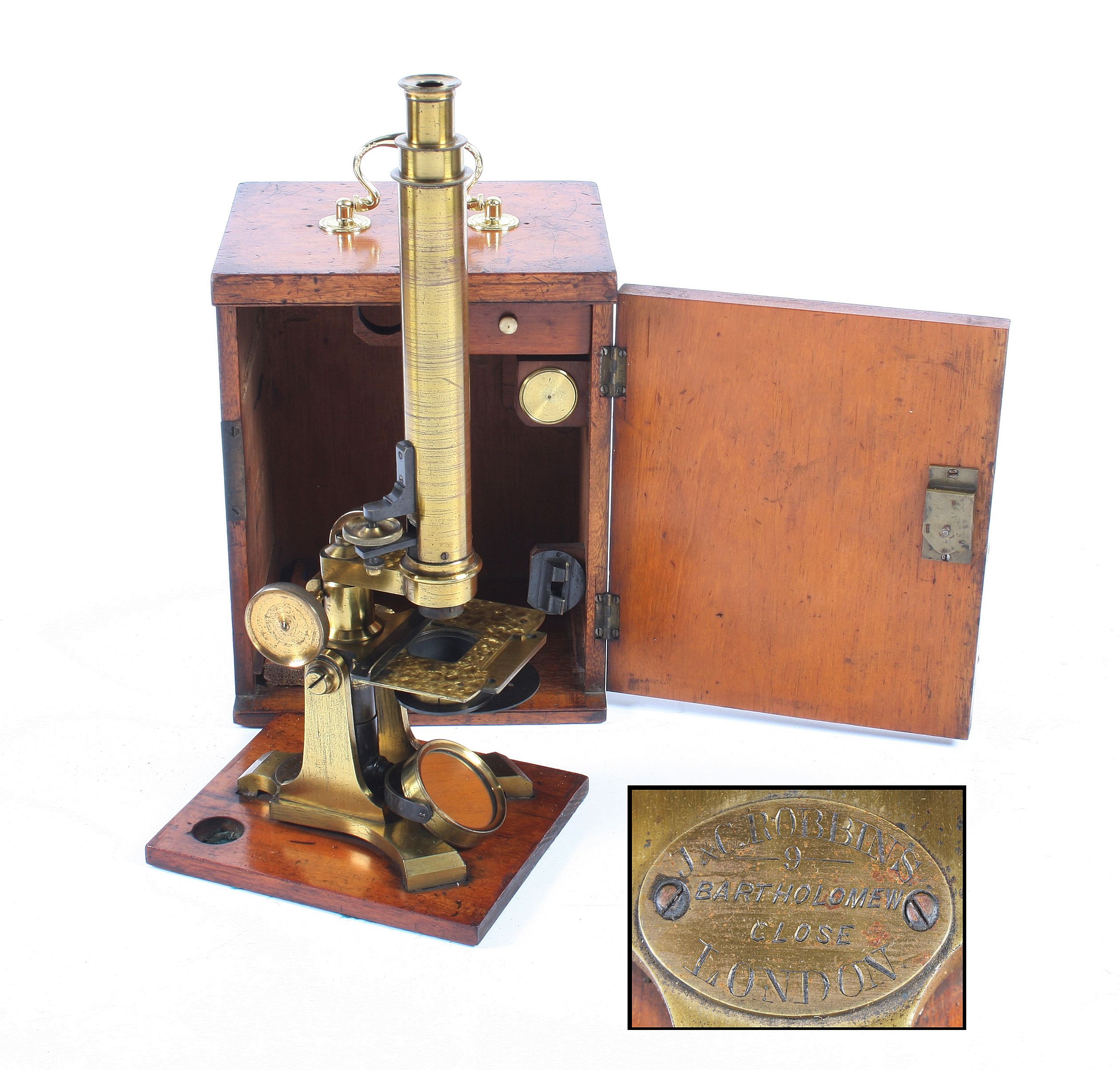 Bonhams : A 19th century mahogany cased lacquered brass monocular ...