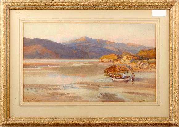 Bonhams : George Cockram (British, 1861-1950) Evening on the estuary