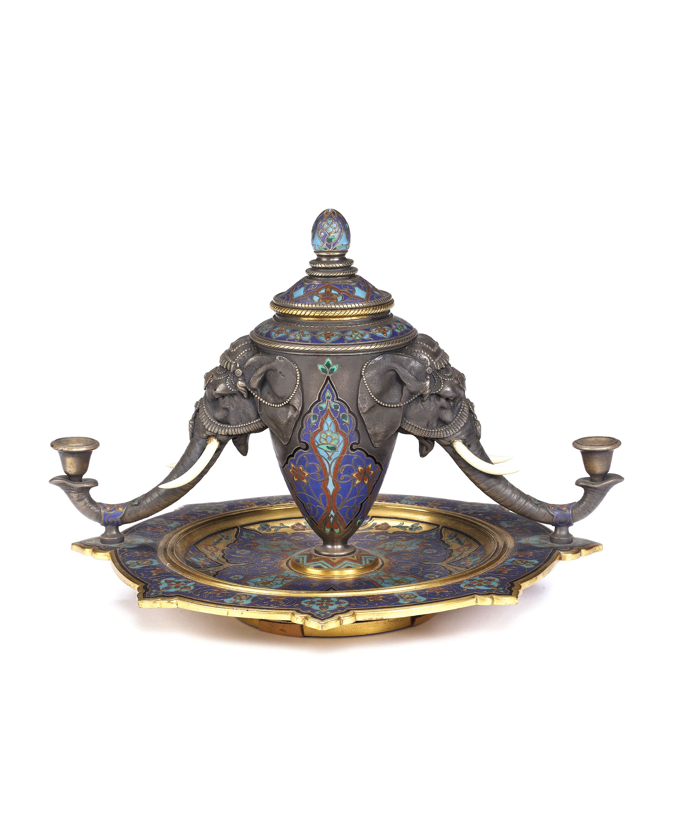 Bonhams : An Exhibition quality silvered, gilt, champlevé enamel and ...