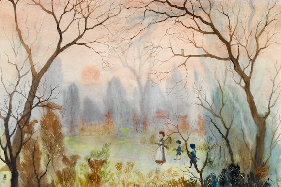 Bonhams : Helen Bradley (British, 1900-1979) Preparing the bonfire in ...