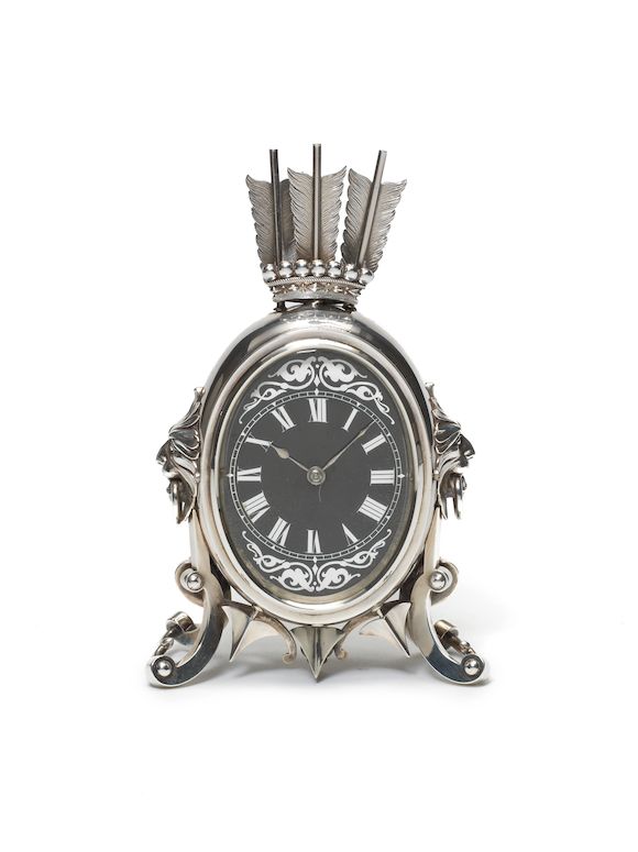 Bonhams : A fine and rare late 19th Victorian silver mantel timepiece ...