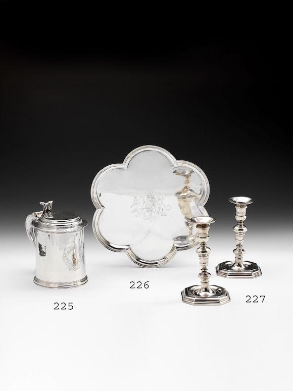 Bonhams : An early 18th century silver hexafoil salver, marks rubbed ...