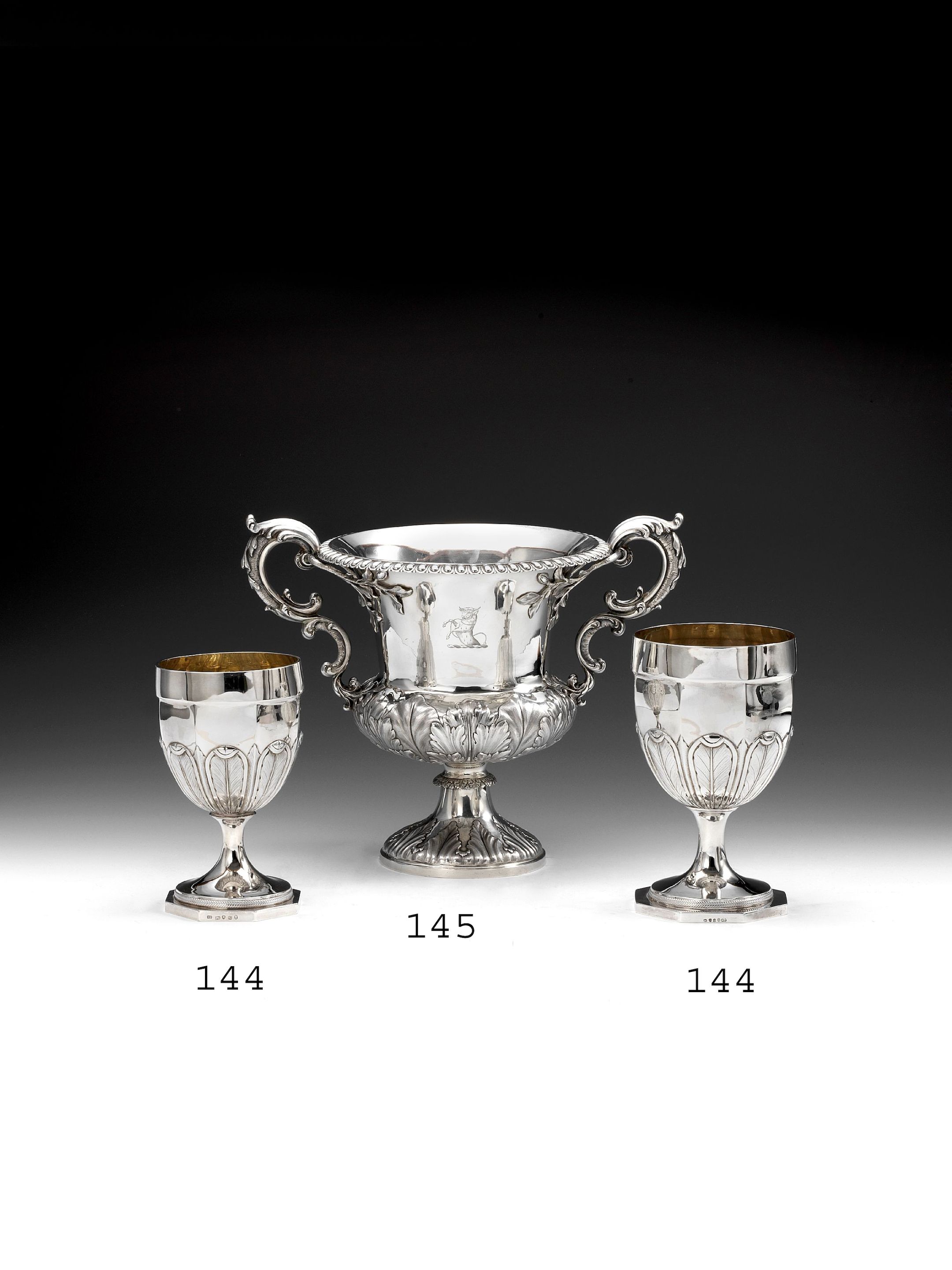 Bonhams : Two George III silver graduated goblets by Daniel Pontifex ...