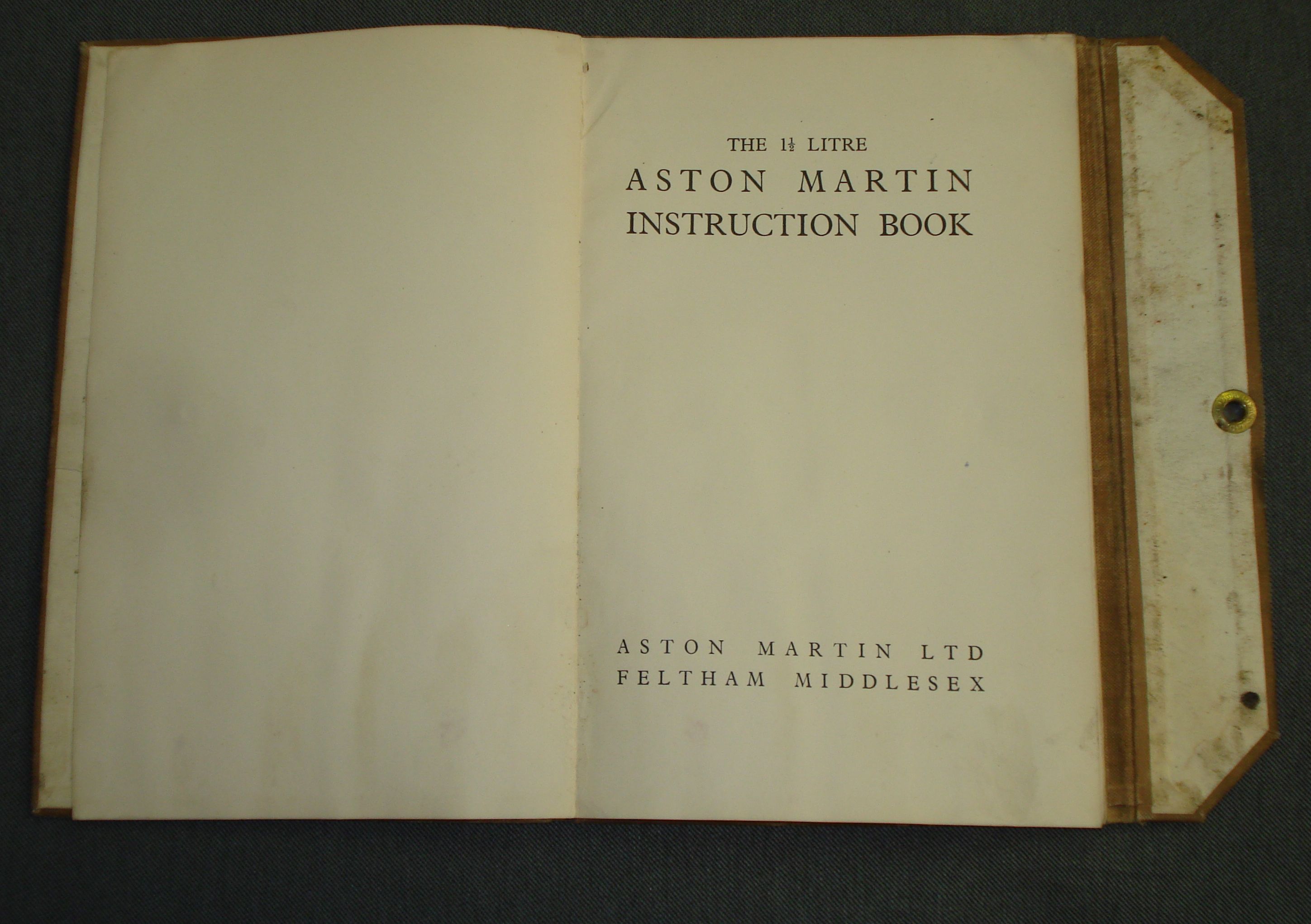 Bonhams Cars : An Aston Martin 1½ litre instruction book,