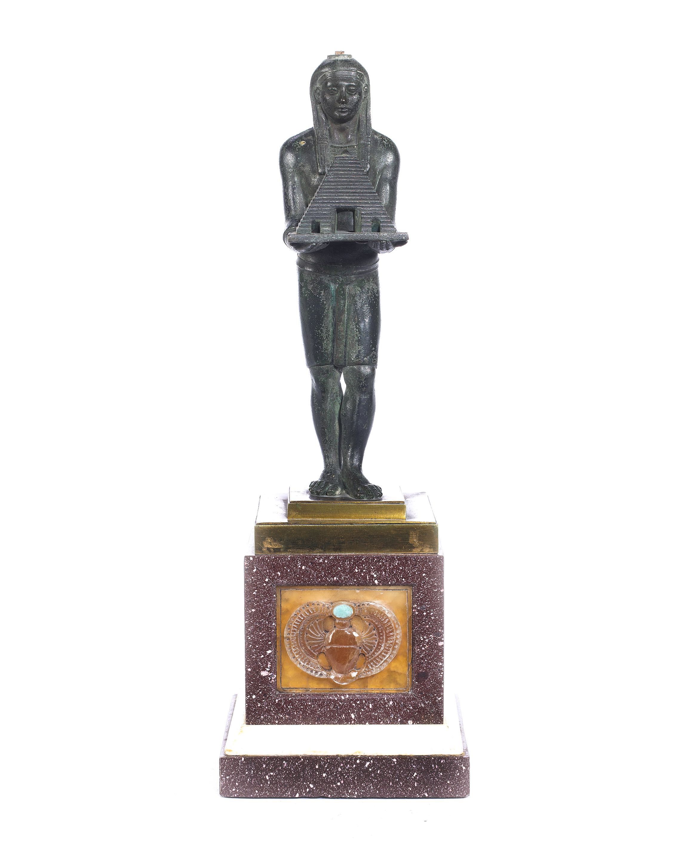 A French early 19th century Retour d'Egypt bronze and porphyry model of ...