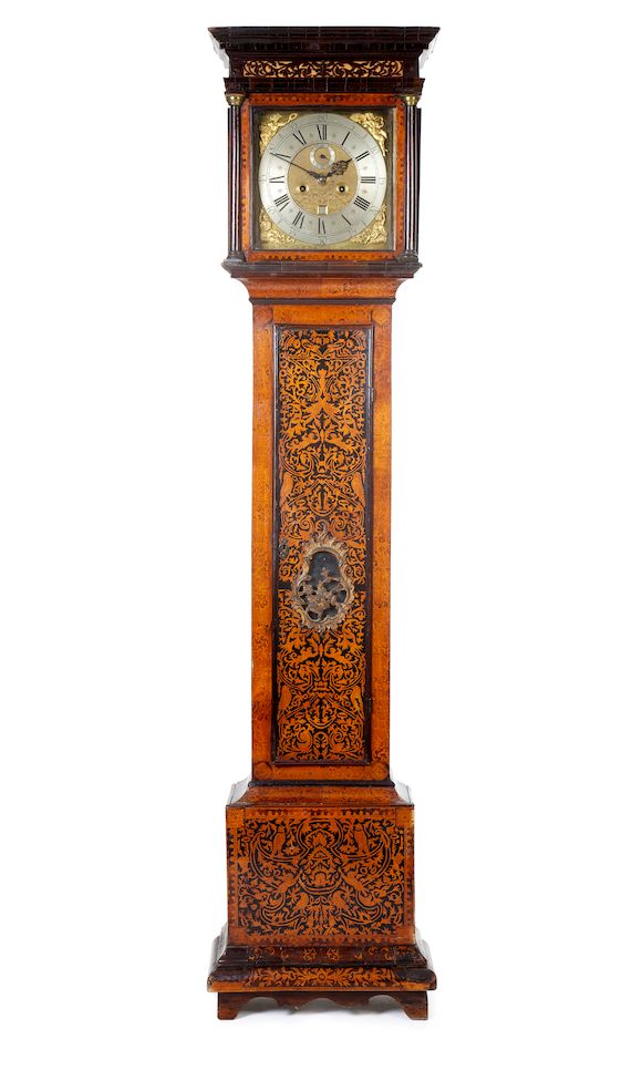 Bonhams : An early 18th century arabesque marquetry inlaid longcase ...