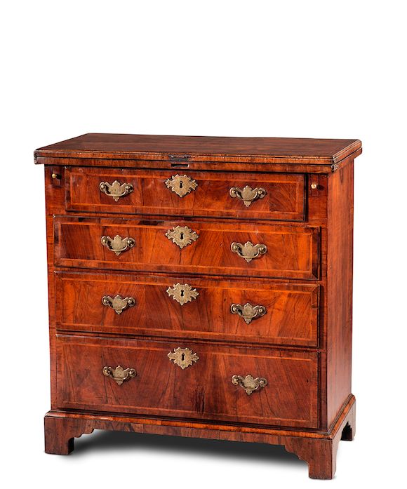 Bonhams : A George I walnut crossbanded and feather banded bachelor's chest