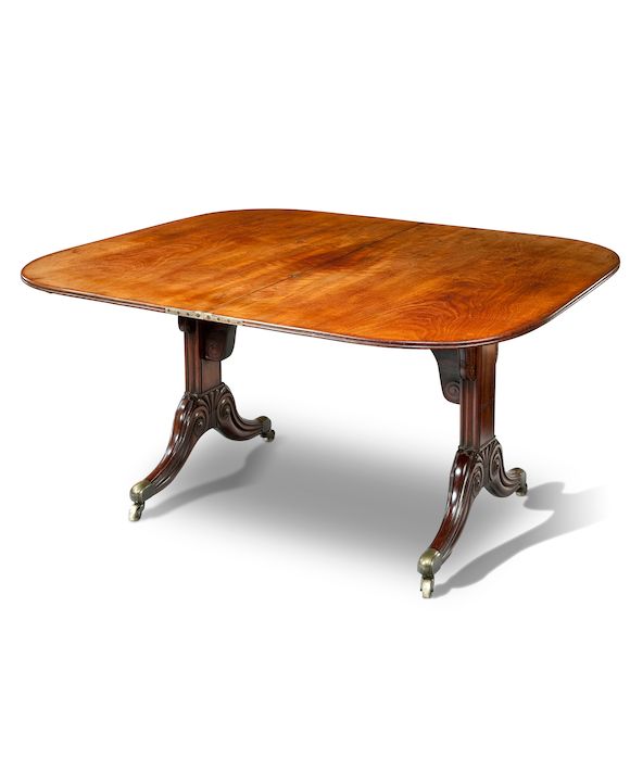 Bonhams : A Regency fiddle-back mahogany fold-over dining table/side table