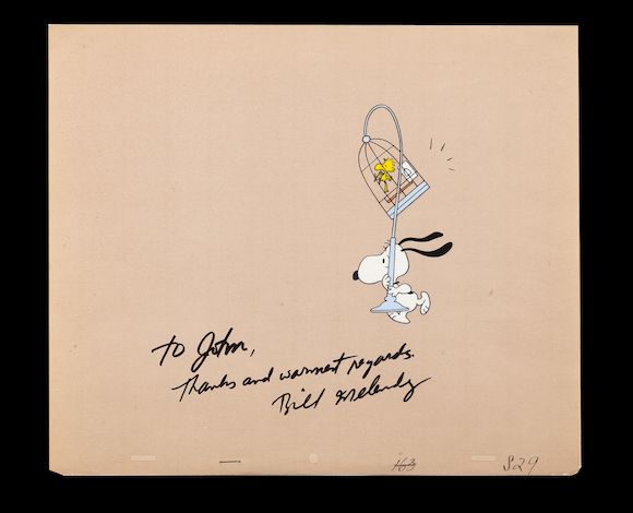 Bonhams : Peanuts: two cels of Snoopy and Woodstock,