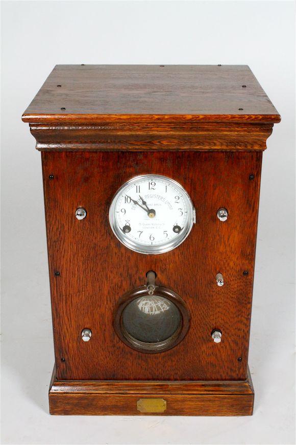 Bonhams : An oak cased Dey Time Register.
