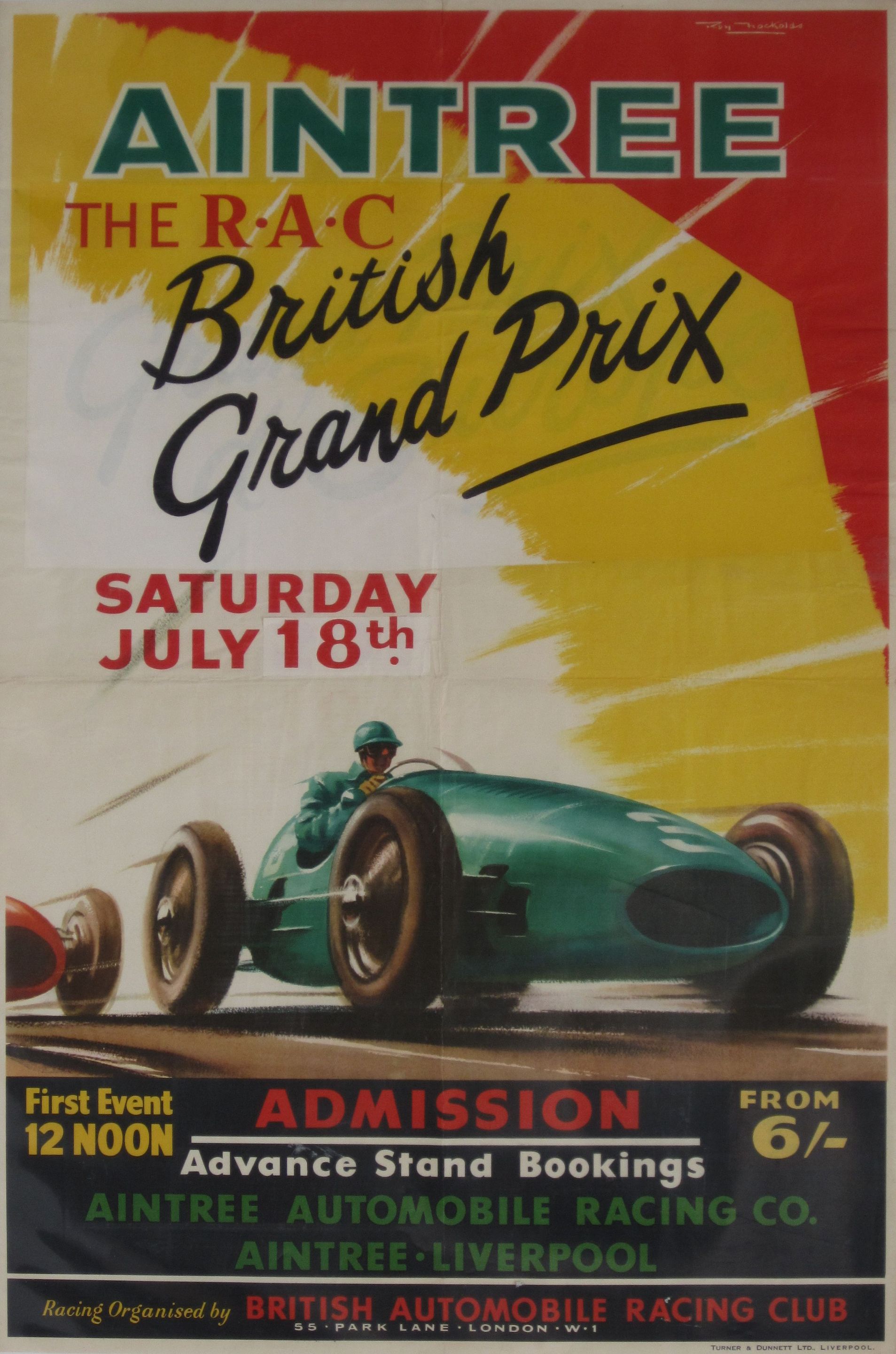Bonhams Cars : An Aintree British Grand Prix poster, 1959,