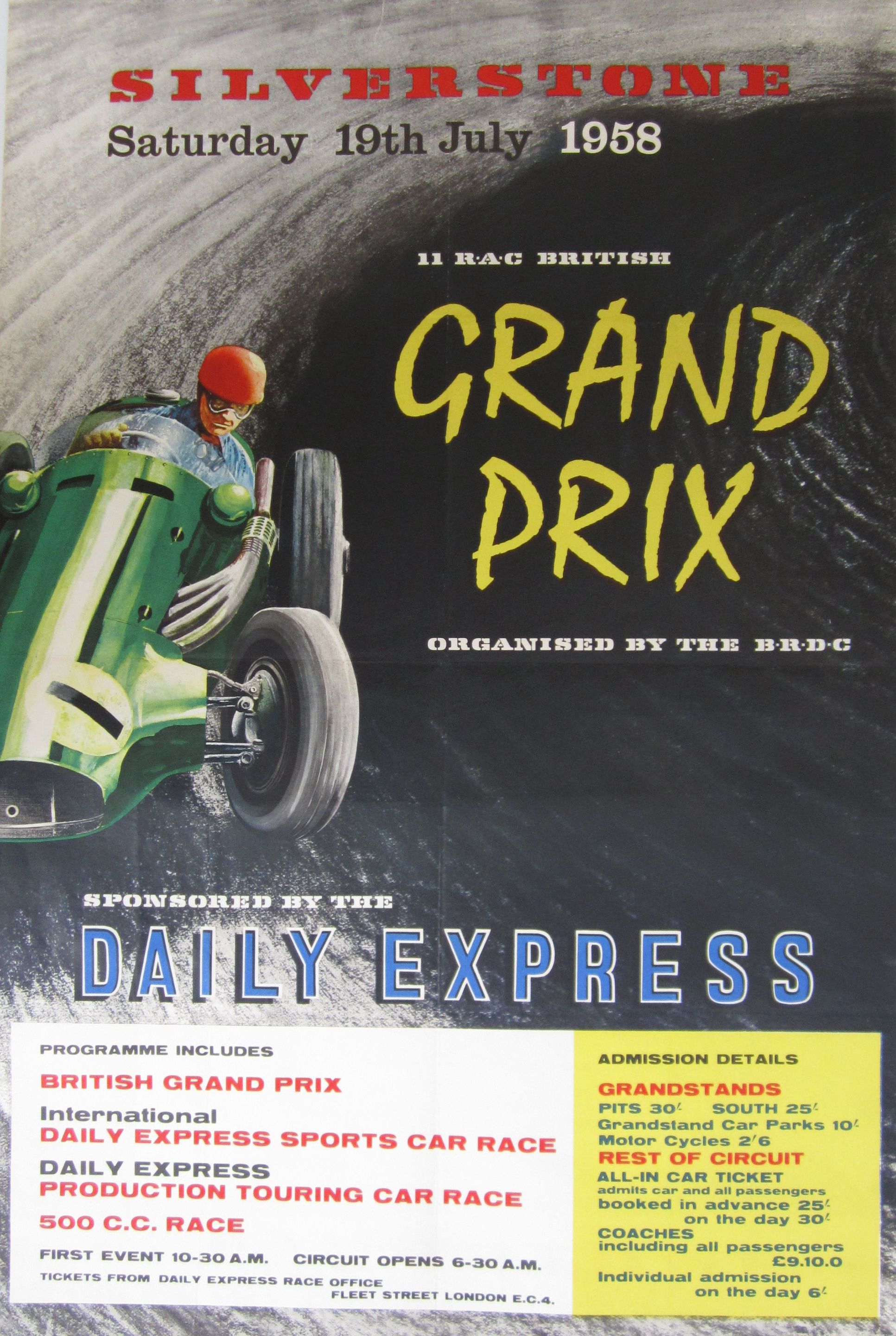 Bonhams Cars : A Silverstone British Grand Prix poster, 1958,