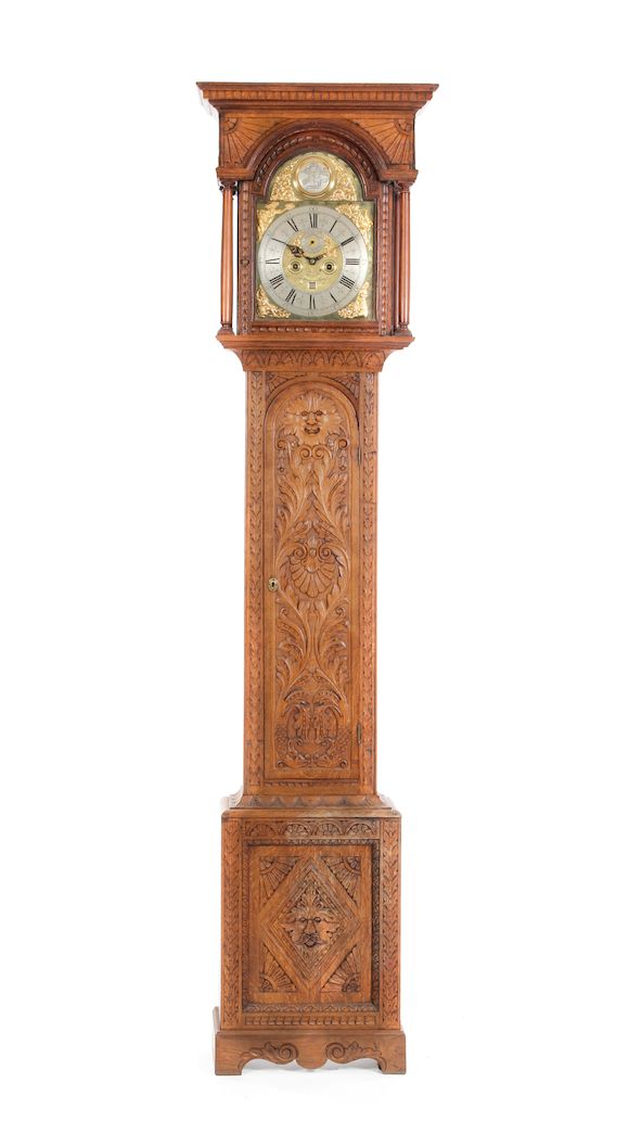 Bonhams : A mid 18th Century and later oak-cased 8-day brass dial ...