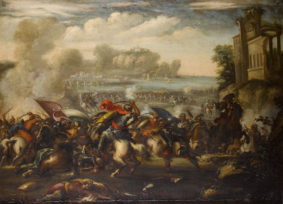 Bonhams : Ilario Spolverini (Parma 1657-1734) A cavalry skirmish ...