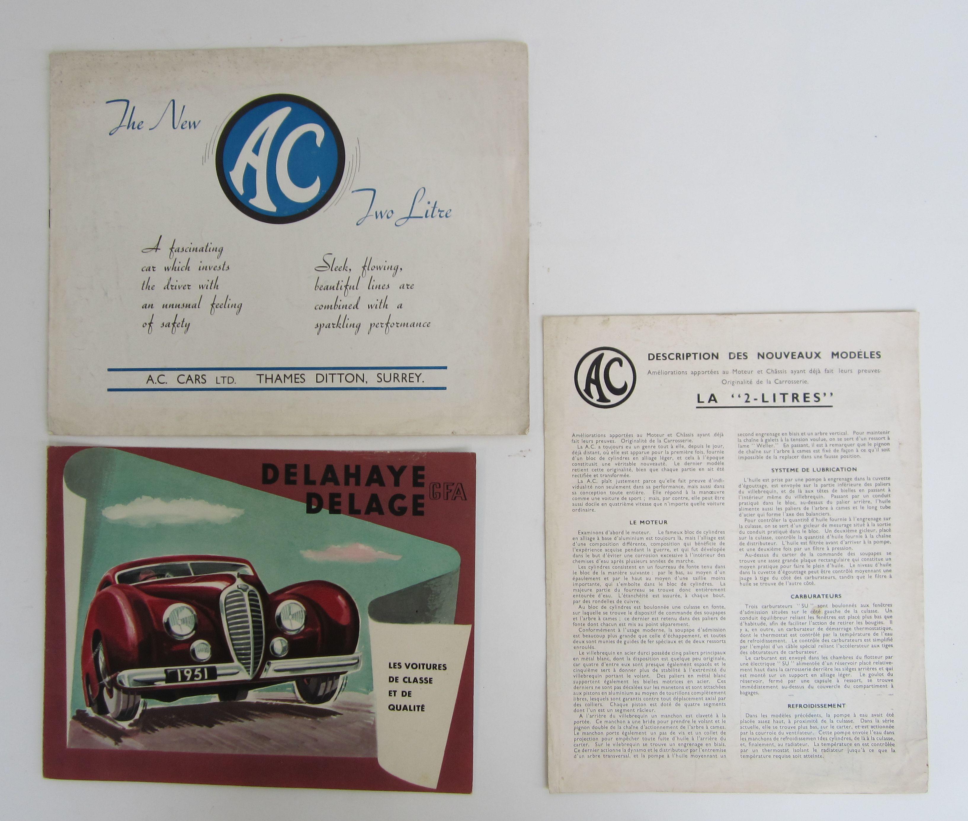 Bonhams Cars : An AC 2 Litre sales brochure,