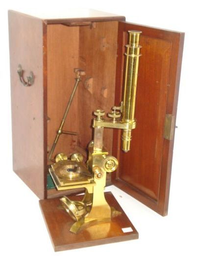 Bonhams : A 19th Century lacquered brass compound monocular microscope ...