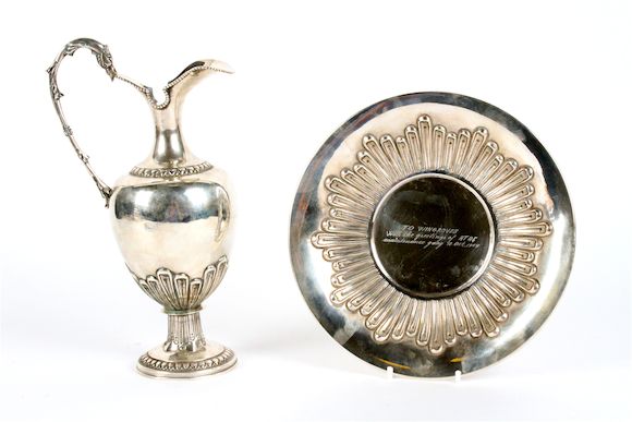 Bonhams : A Scandinavian silver ewer and plate Marked 900 and the head ...