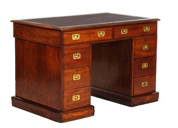 Bonhams : A mahogany pedestal desk, circa 1880 Bearing oval brass ...