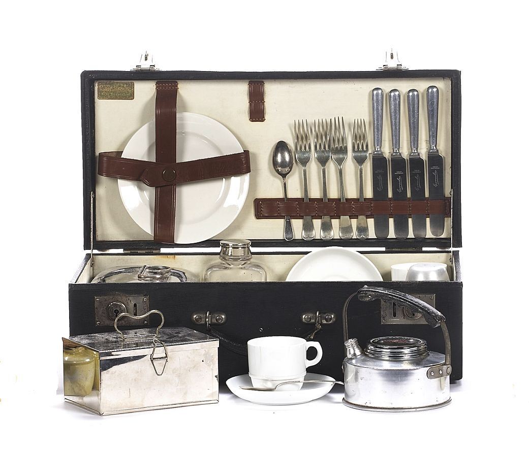 Bonhams Cars : A four person Coracle picnic set, 1950s,