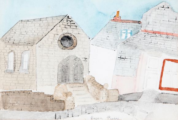 Bonhams : Bryan Pearce (British, 1929-2007) Street scene with chapel ...
