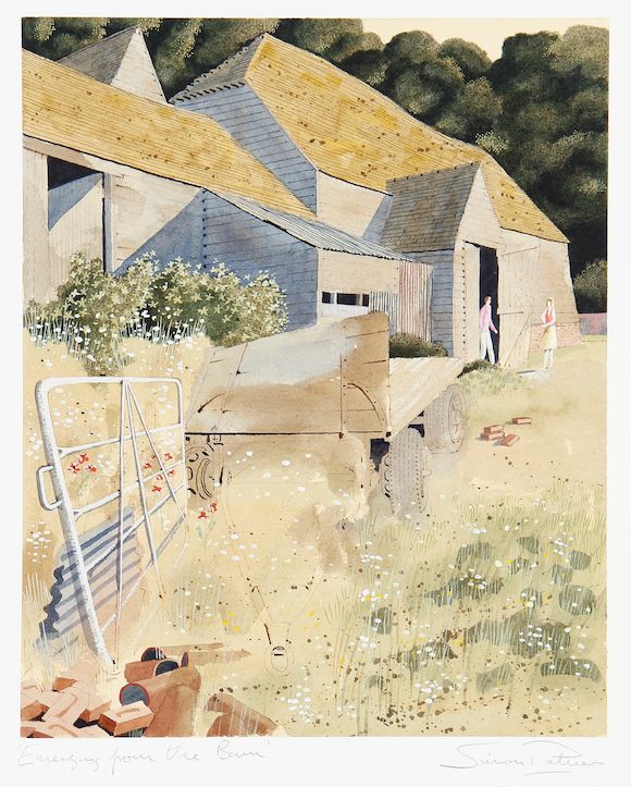 Bonhams : Simon Palmer (British, born 1956) 'Emerging from barn'