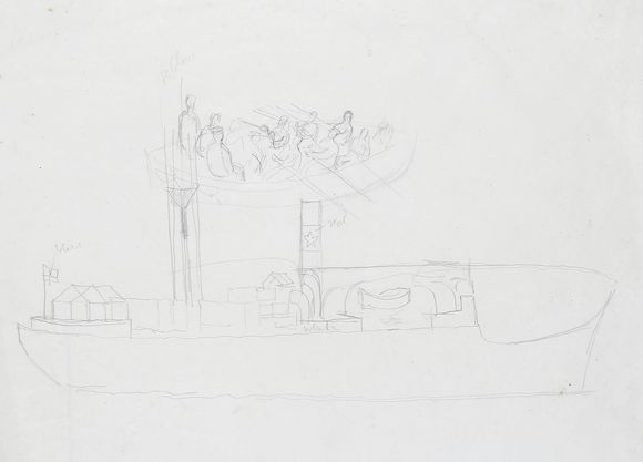 Bonhams : Eric William Ravilious (British, 1903-1942) Rowing boat and ...