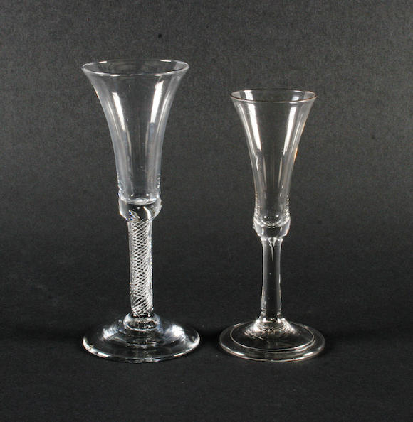 Bonhams An Airtwist Ale Glass And A Plain Stem Ale Glass Circa 1760