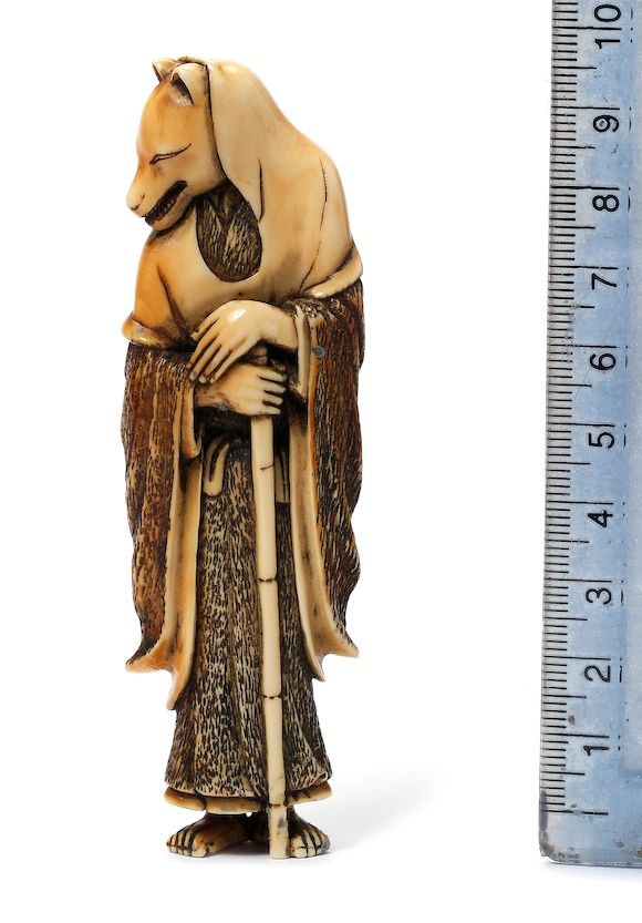 Bonhams : An ivory netsuke of a fox-priest Late 18th/early 19th century