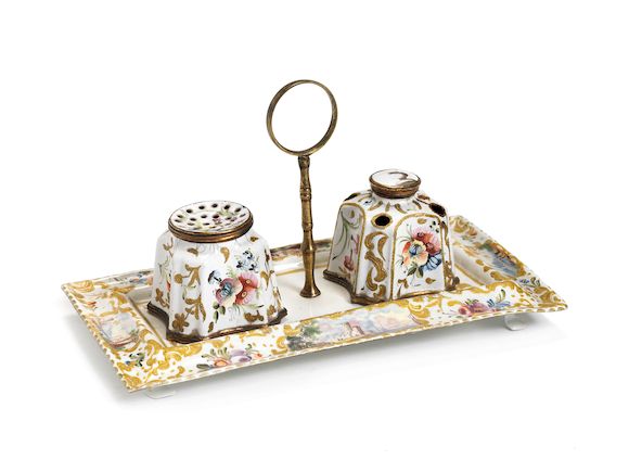 Bonhams : A South Staffordshire enamel inkstand, circa 1765
