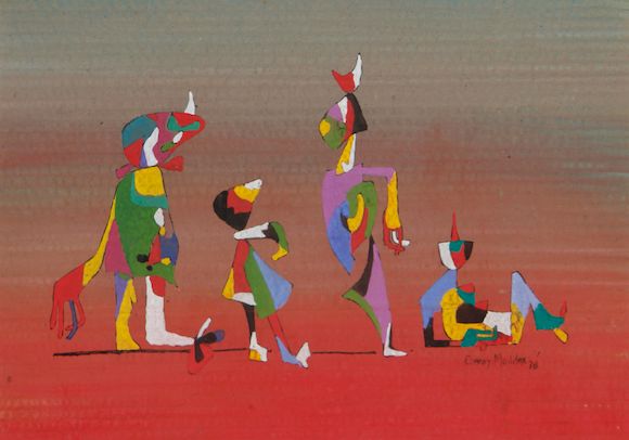 Bonhams : Conroy Maddox (British, 1912-2005) Nuptual dance 25 x 34.5 cm ...