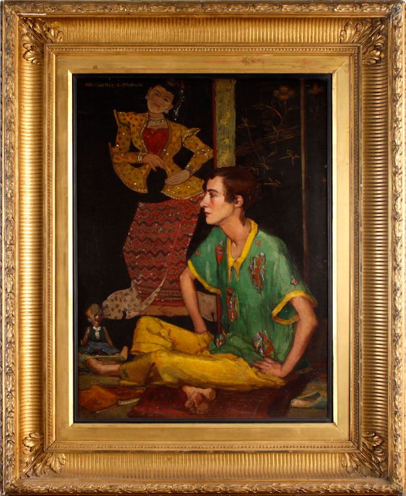 Bonhams : Marjorie E. Brown (British, 20th Century) Seated figure in an ...