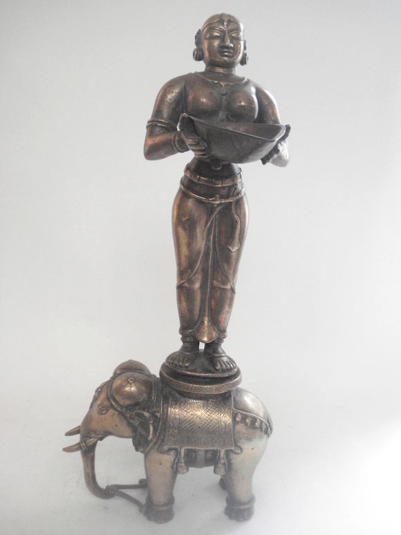 Bonhams : A woman and elephant censer Indian
