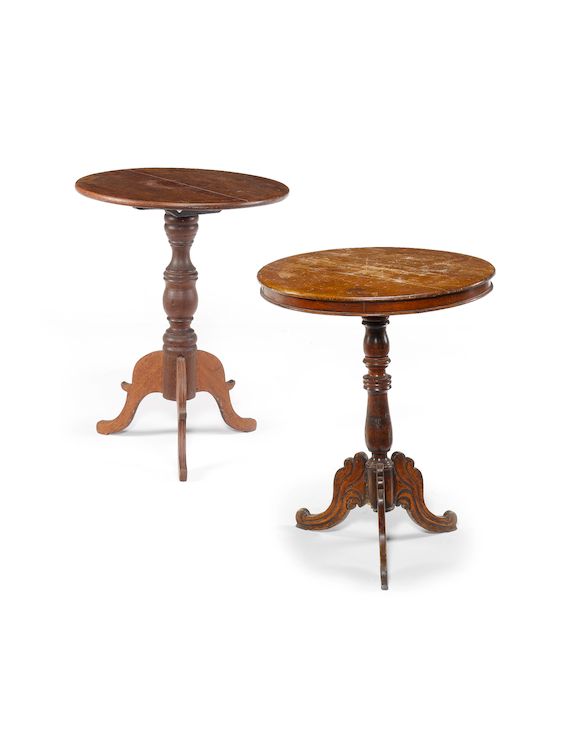 Bonhams : Two Caribbean second half 19th century courbaril tripod tables