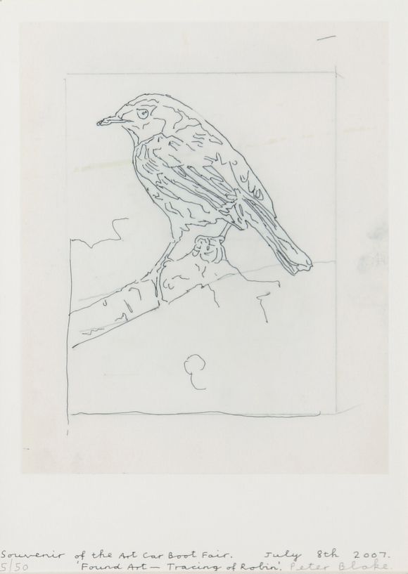 Bonhams : Sir Peter Blake (British, born 1932) Found Art-Tracing of Robin Offset lithograph ...