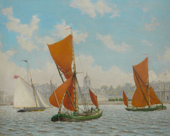 Bonhams : John Mulcaster Carrick (British, 1833-1896) 'Barges on the ...