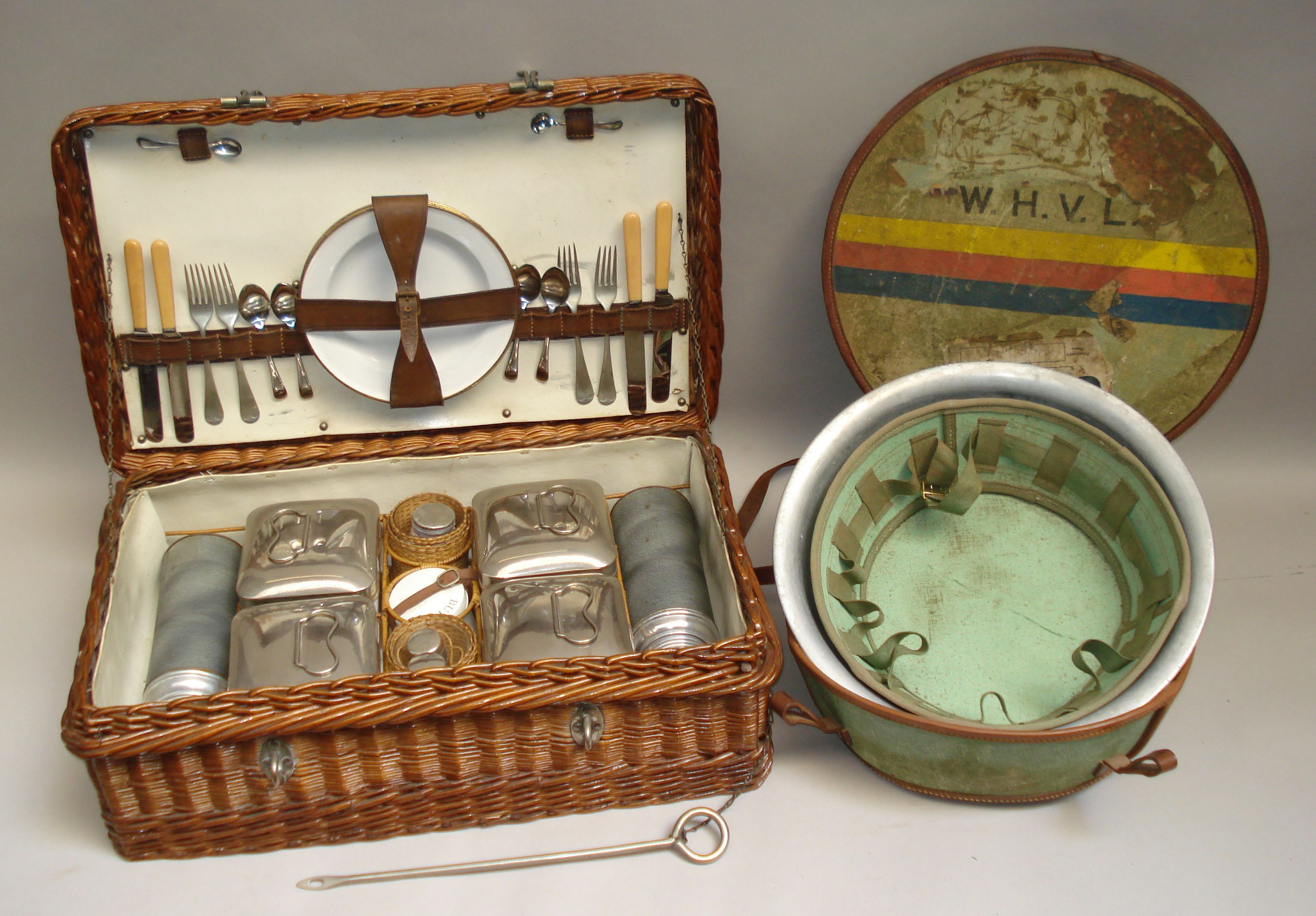 Bonhams Cars : A four-person wicker-cased picnic set by Coracle,