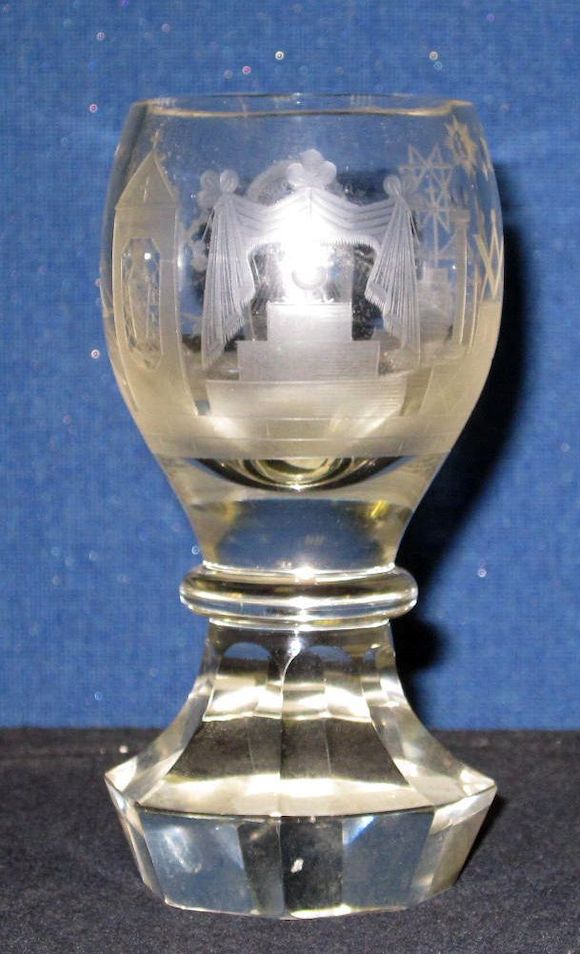 Bonhams : Of Masonic Interest: A Bohemian engraved clear glass goblet ...
