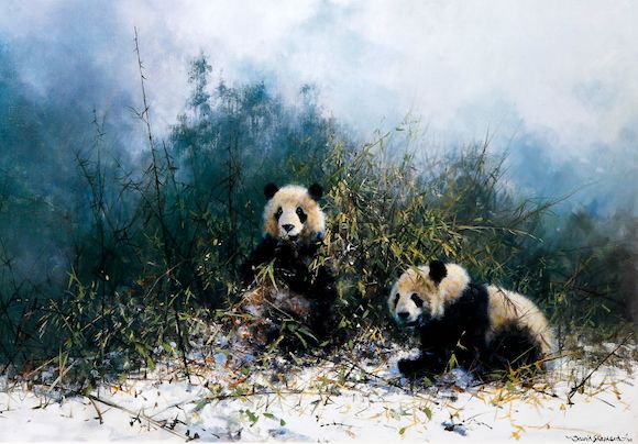 Bonhams : David Shepherd, O.B.E. (British, born 1931) 'The Pandas of ...