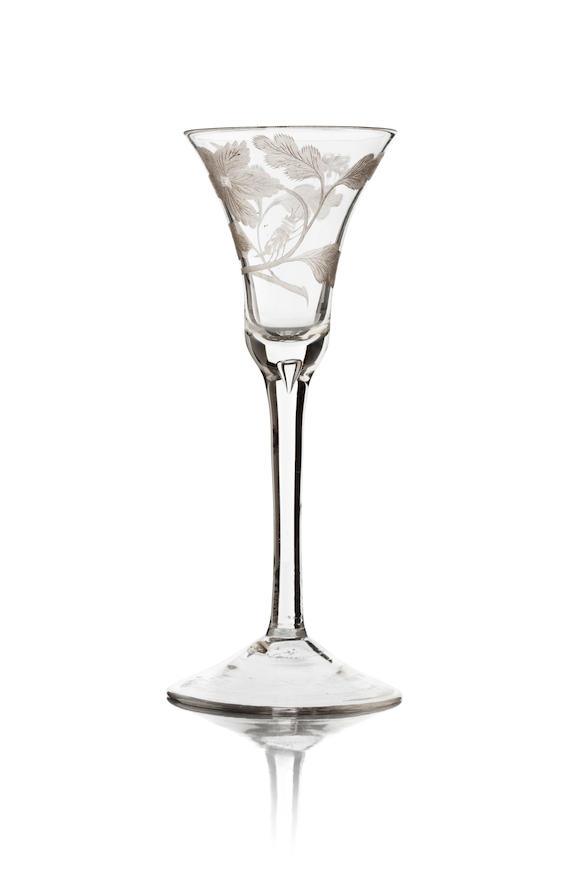Bonhams A Jacobite Engraved Wine Glass Circa 1800