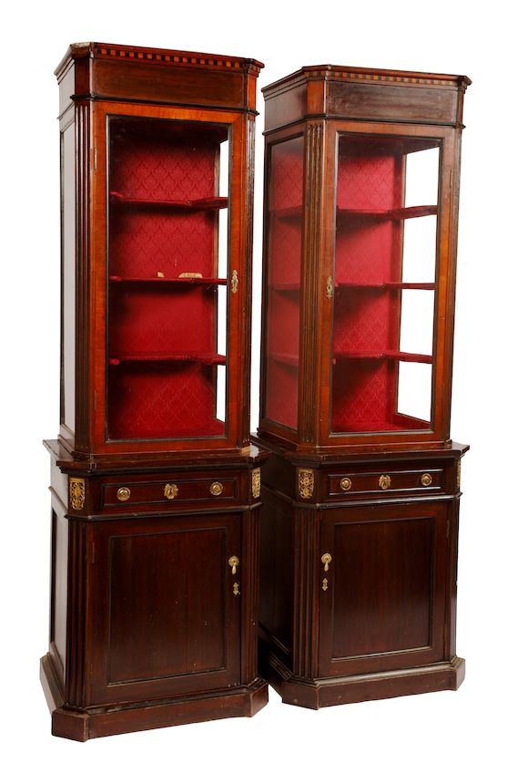 Bonhams : A pair of Dutch mahogany upright display cabinets