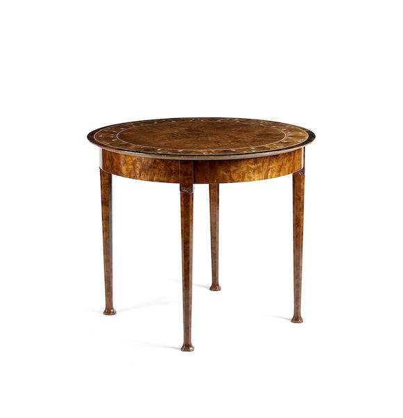 Bonhams : A burr wood, mother of pearl inlaid and zebra wood banded ...
