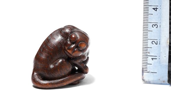 Bonhams : A wood netsuke of a tiger By Masanao, Kyoto, late 18th century